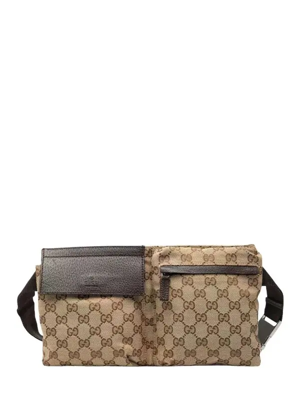 Gucci Gg Canvas Double Pocket Belt Bag - Brown