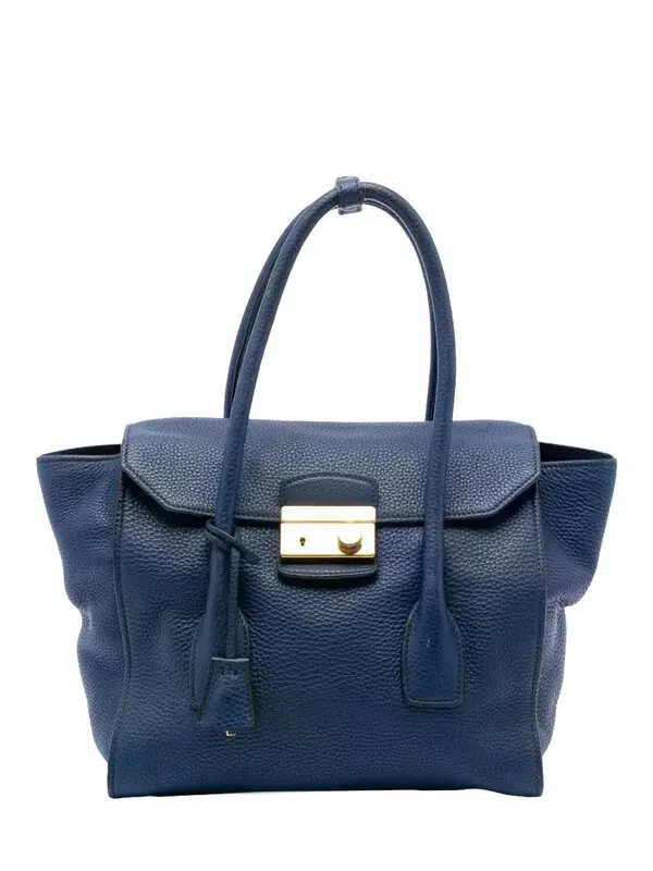 Prada 2000-2025 Vitello Daino Sound Lock Satchel - Blue