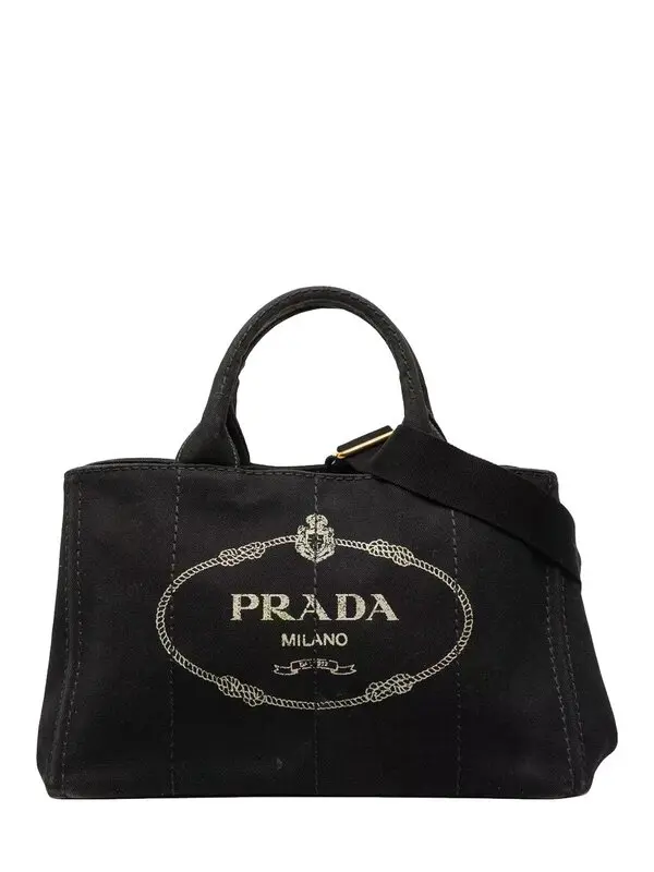 Prada Canvas Canapa Logo Satchel - Black