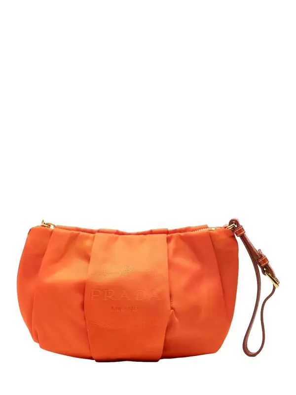 Prada Tessuto Canapa Logo Wristlet - Orange
