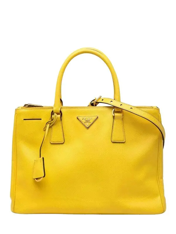 Prada Galleria Double Zip Satchel - Yellow