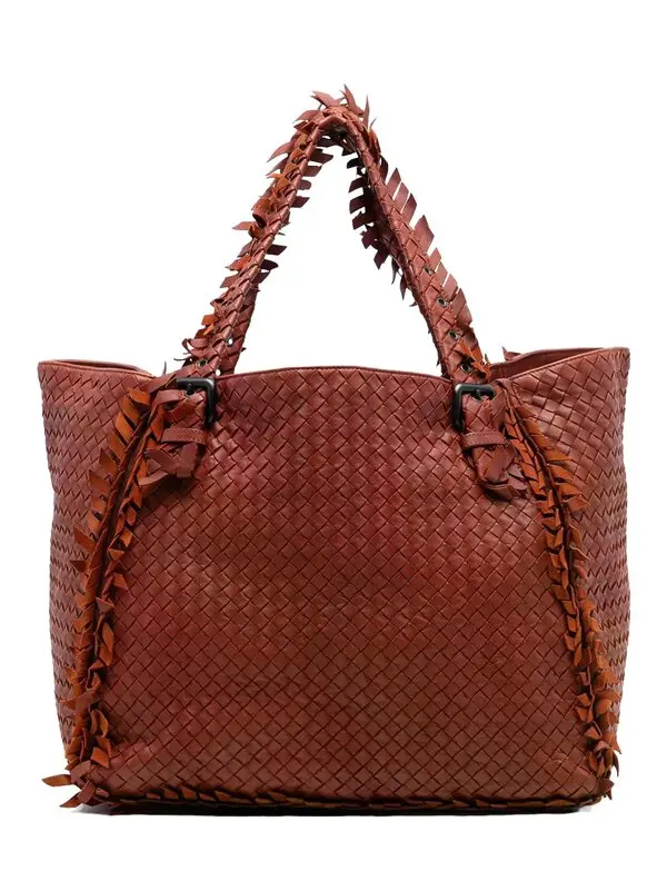Bottega Veneta 2011 Nappa Intrecciato Fringe Tote Bag - Orange