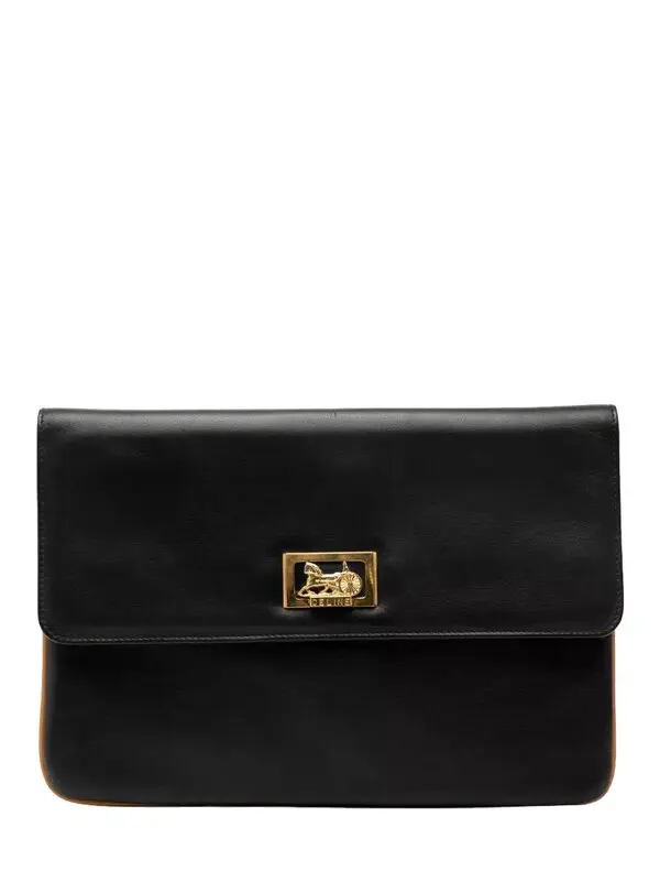 Celine 2006 Leather Carriage Clutch - Black