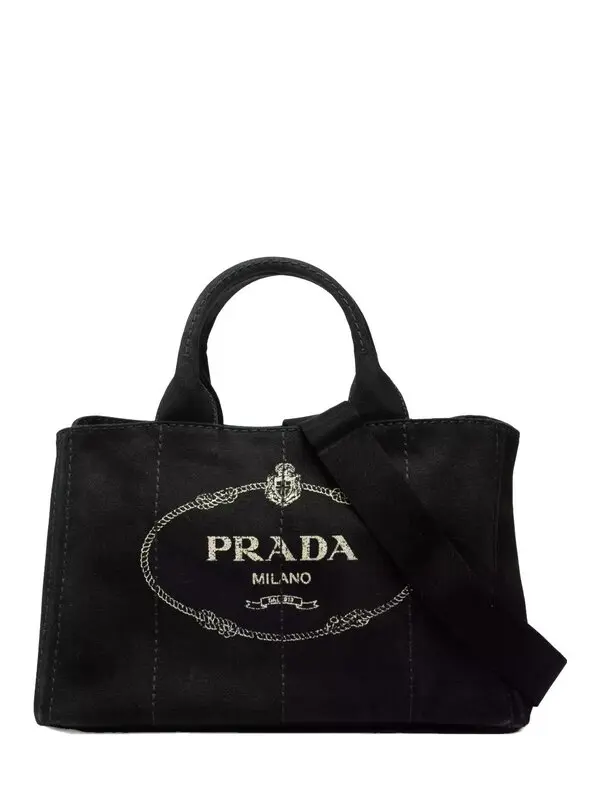 Prada Canvas Canapa Logo Satchel - Black