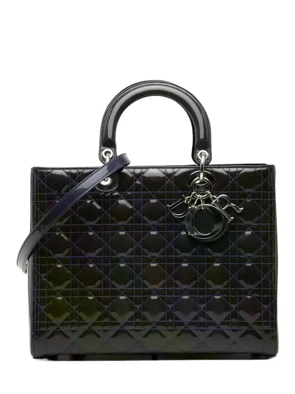 Dior 2015 Large Patent Cannage Lady Satchel - Purple