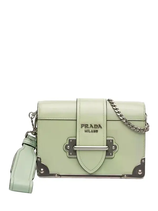 Prada Spazzolato Soft Calfskin Cahier Crossbody Bag - Green