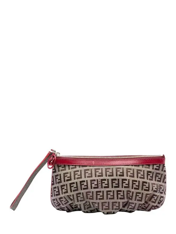 Fendi 2000-2010 Zucchino Canvas Clutch - Brown