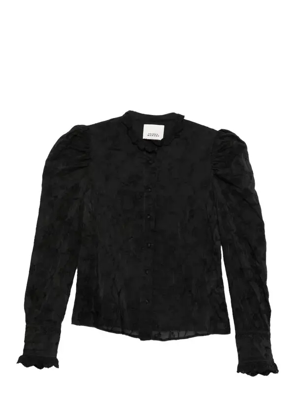 Isabel Marant Zorica Ruffled Puff-sleeve Blouse - Black