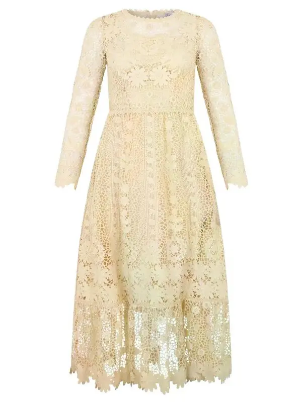 Valentino Garavani Lace Midi Dress - Neutrals