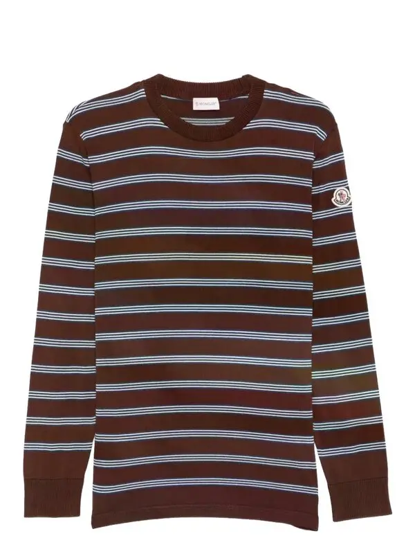 Moncler Striped Crew-neck T-shirt - Brown