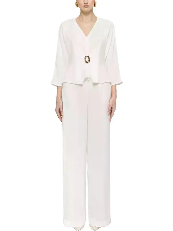 NISSA High-waisted Crepe Trousers - White