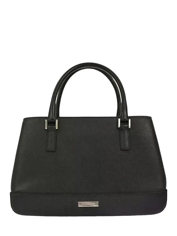 Burberry 1990s Leather Tote Handbag - Black