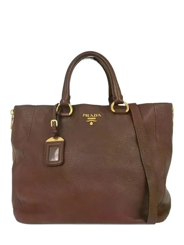 Prada 1990s Leather Tote Bag - Brown