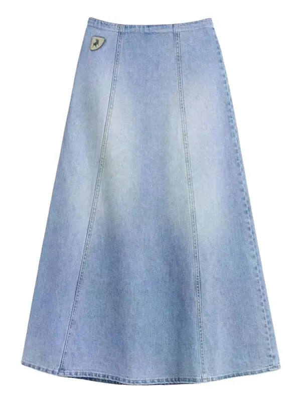 IOIS Bleached Finish Patch Skirt - Blue