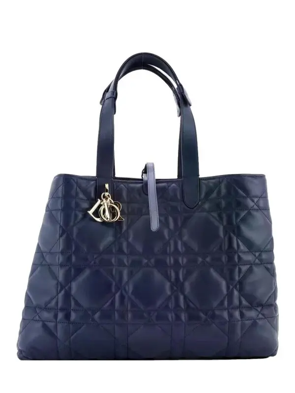 Dior Toujours Macrocannage Quilt Calfskin Large Tote Bag - Blue