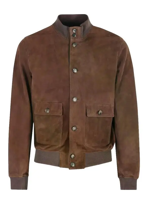 STEWART Buttoned Flap-pocket Suede Jacket - Brown