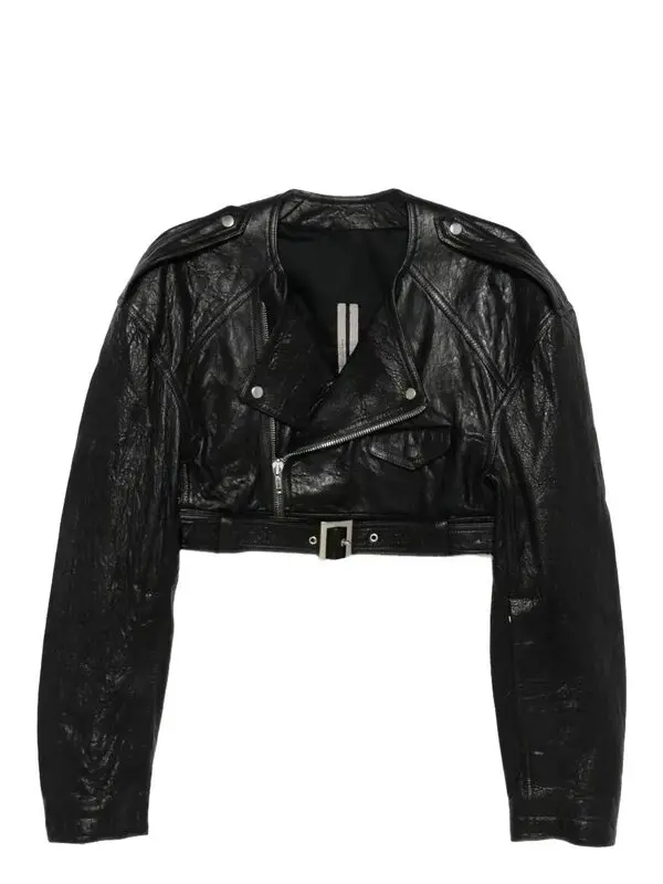 Rick Owens Micro Biker Belted Jacket - Black