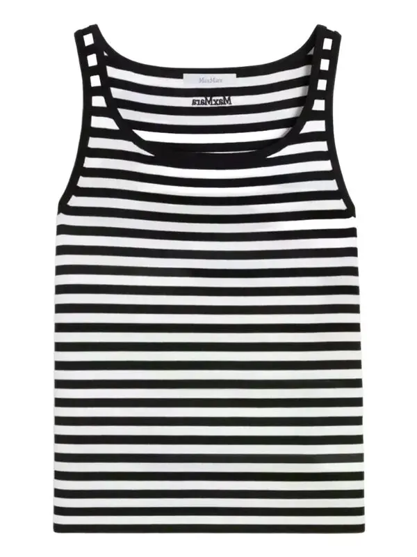 Max Mara Striped Trim Top - Black