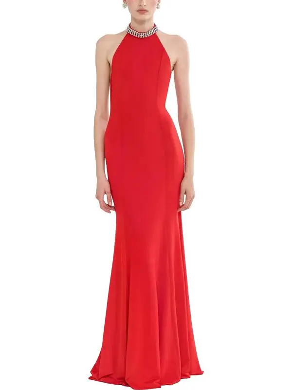 NISSA Backless Maxi Dress - Red