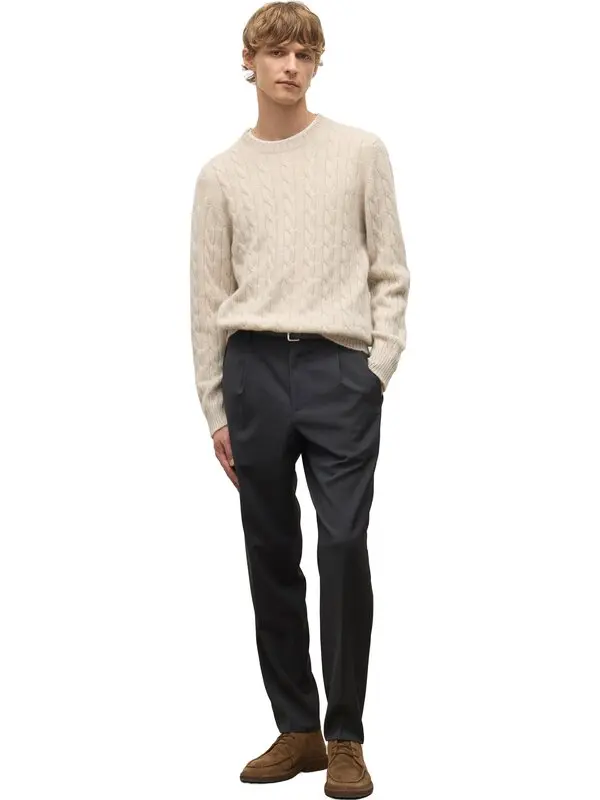 Johnstons Of Elgin Calder Cable Cashmere Jumper - Grey