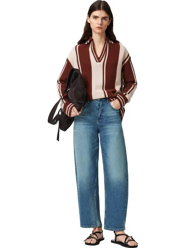 ALLSAINTS Sadie Barrel Leg Denim Jeans - Blue