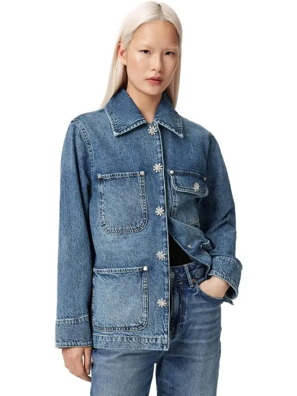 ALLSAINTS Bex Denim Trucker Jacket - Blue