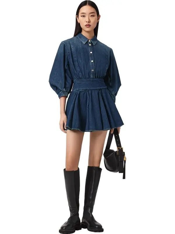 ALLSAINTS Arlo Denim Mini Dress - Mid Indigo