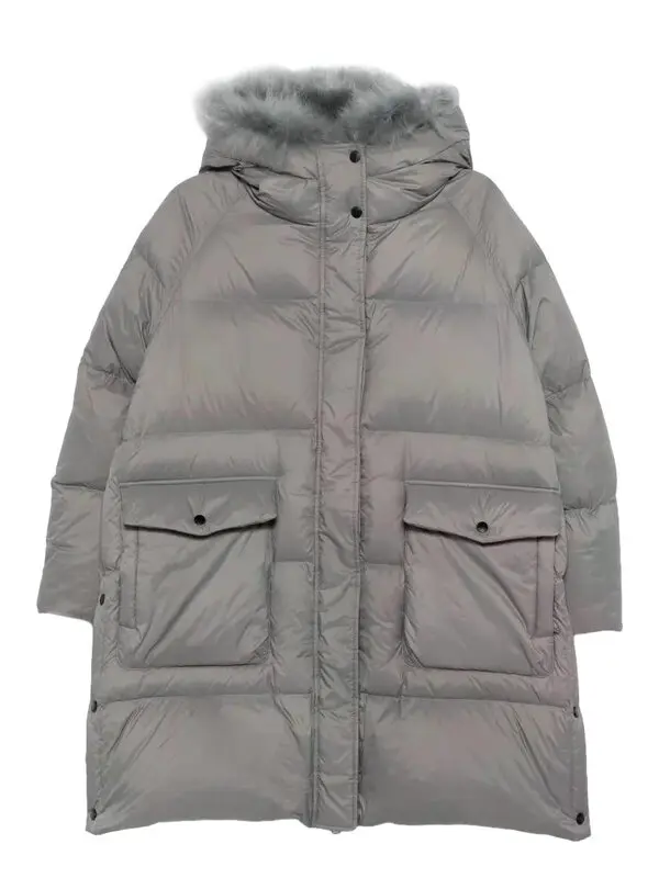 YVES SALOMON Shearling Trimmed Down Coat - Grey