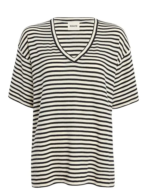 Khaite Linda Striped Jersey T-shirt - Black/off White