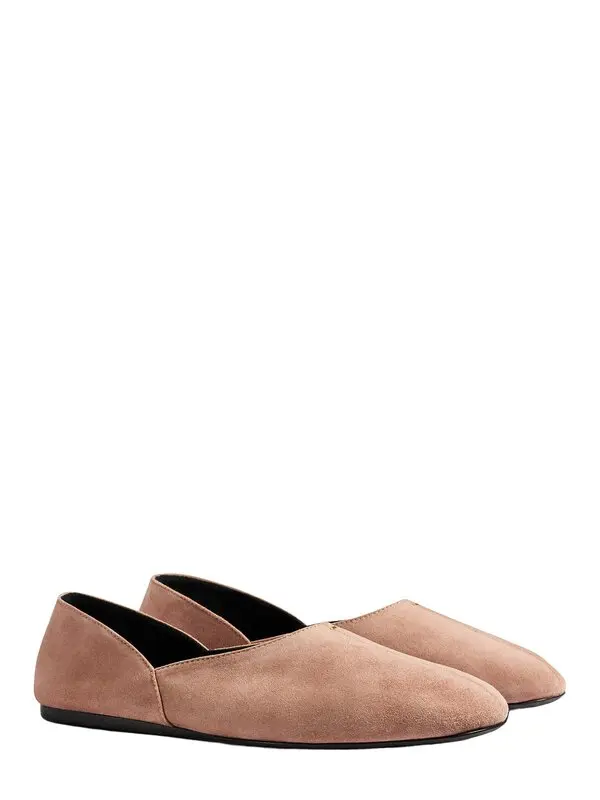 Khaite Jane Suede Flats - Dusty Pink