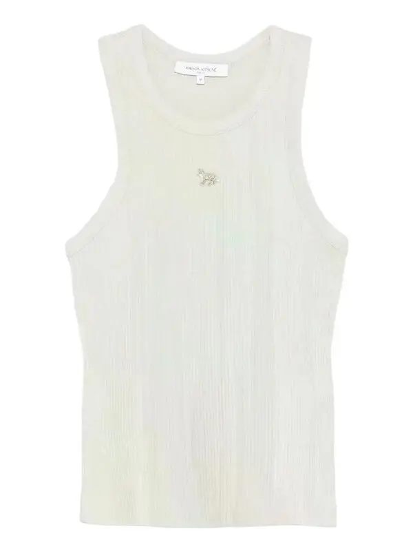 Maison Kitsuné Rib-knit Tank Top With Logo Patch - Green