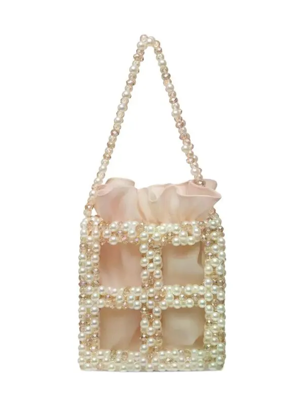 0711 TBILISI Tekla Beaded Bucket Bag - Neutrals