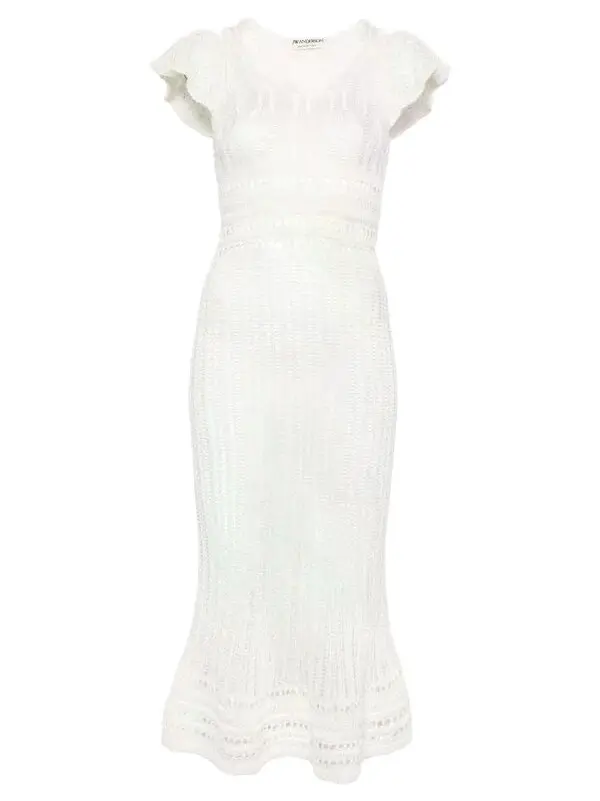 JW Anderson Ruffled Crochet Dress - White