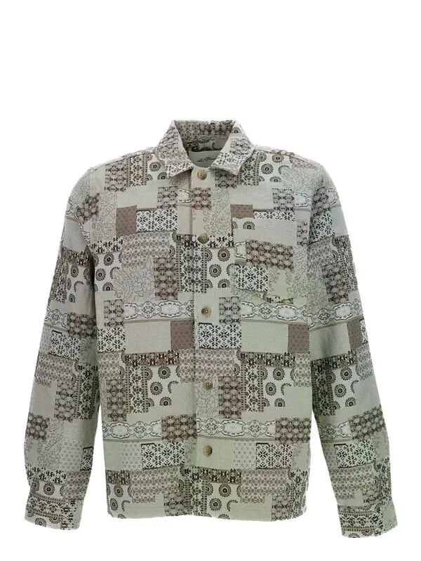 LES DEUX Patchwork Patterned Shirt Jacket - Neutrals