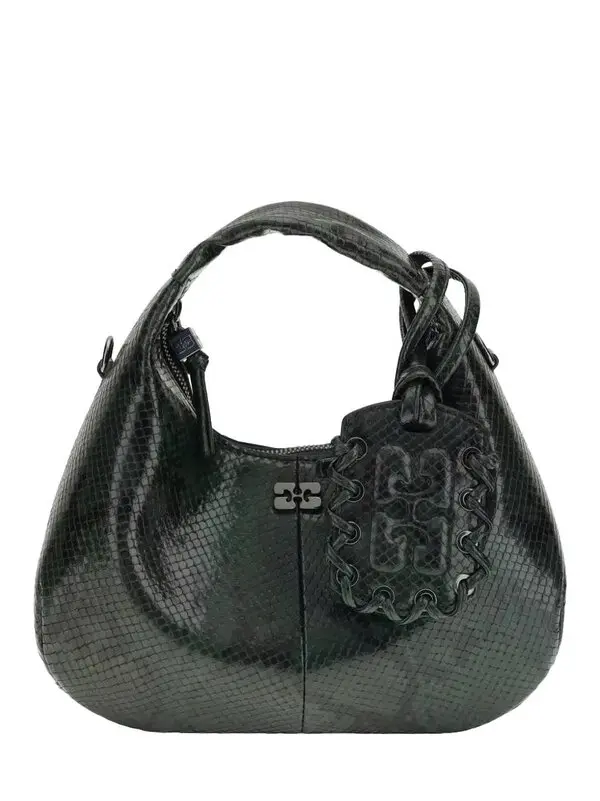 GANNI Mini Snake-effect Shoulder Bag - Green