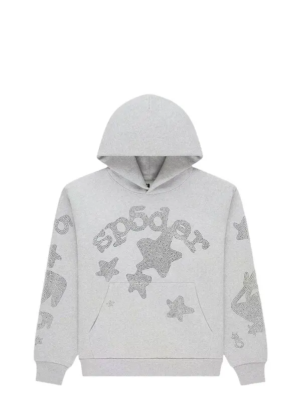 SP5DER Rhinestone-embellished Hoodie - Grey