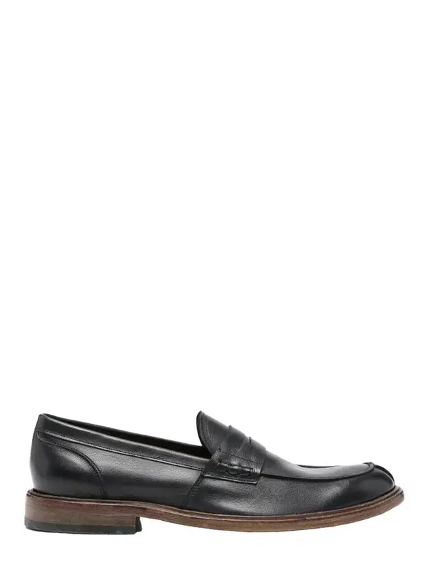 FRANCO FEDELE Leather Penny Loafers - Black