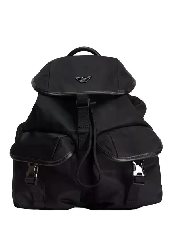 Emporio Armani Flap Buckle Backpack - Black