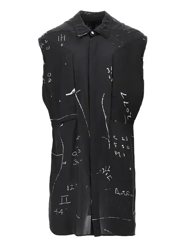 Rick Owens Sleeveless Printed Shirt - Black