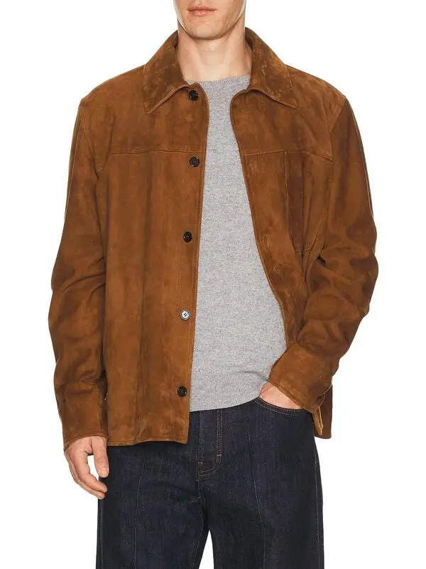 Saint Laurent Cachemire Suede Jacket - Rhum Ambre