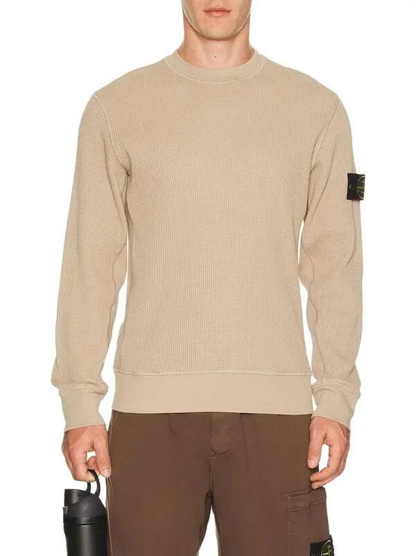 Stone Island Waffle Crew Neck Sweatshirt - Desert