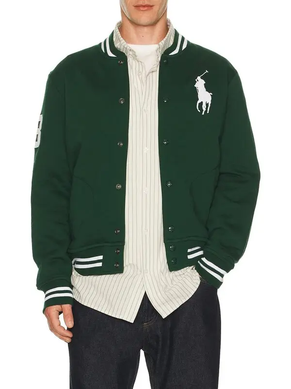 Polo Ralph Lauren Fleece Big Pony Baseball Jacket - Vintage Pine