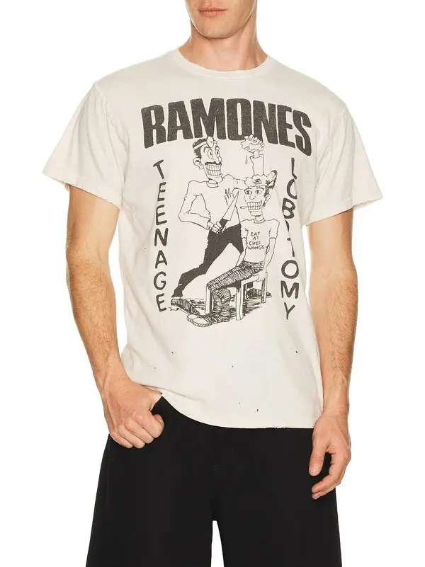 MadeWorn Ramones 90's Crew Tee In White - Vintage White