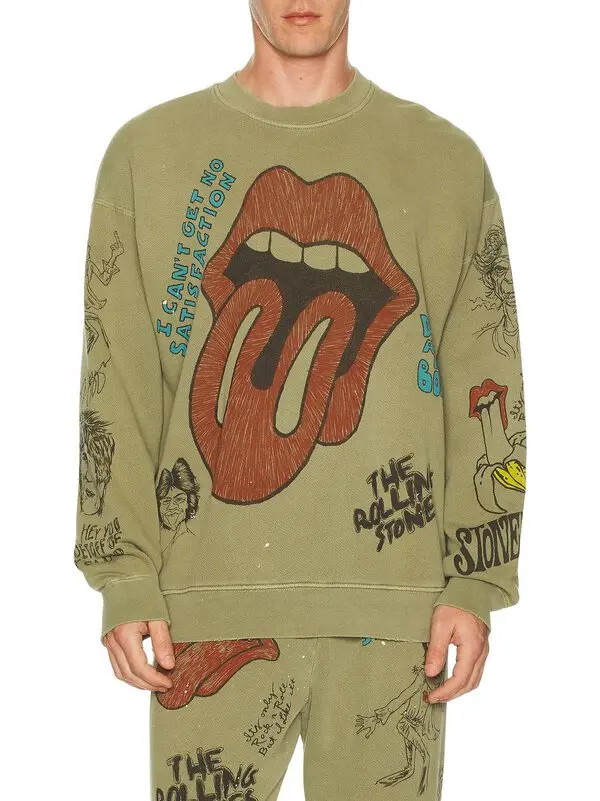 MadeWorn Rolling Stones Sketch Classic Crew Sweatshirt - Fatigue
