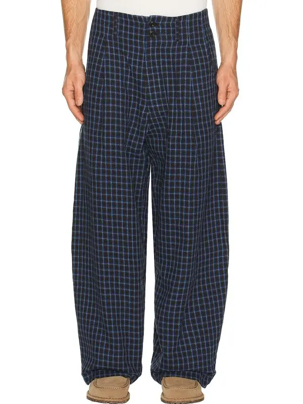 NICHOLAS DALEY Wide Leg Pleated Trouser - Navy Check