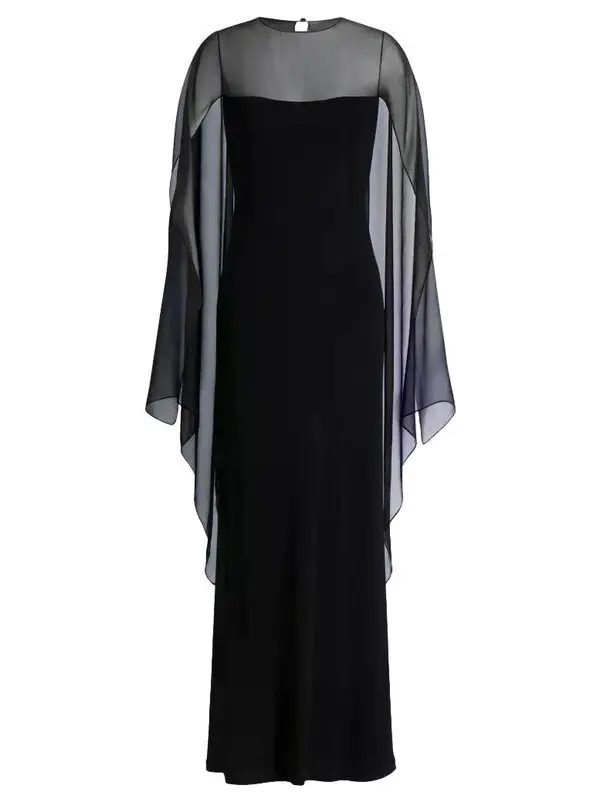 Alberta Ferretti Floor-length Overlay Dress - Black