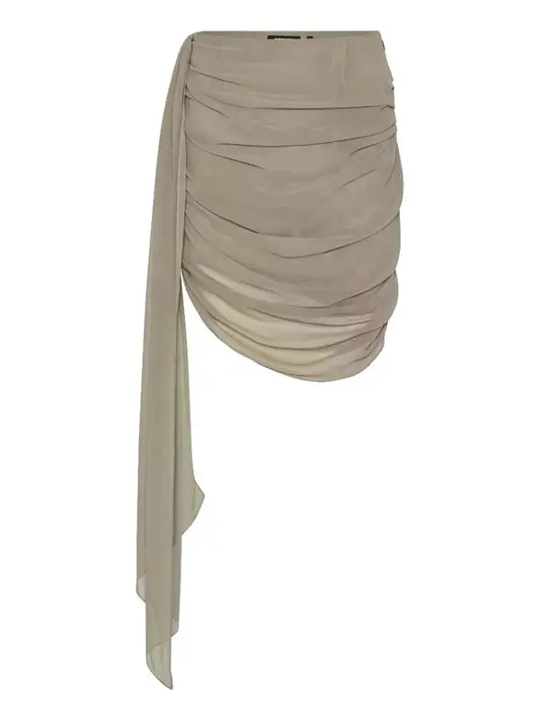 ROTATE BY BIRGER CHRISTENSEN Chiffon Draped Mini Skirt - Neutrals
