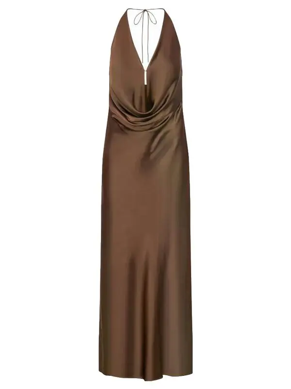 ROTATE BY BIRGER CHRISTENSEN Halterneck Maxi Dress - Brown