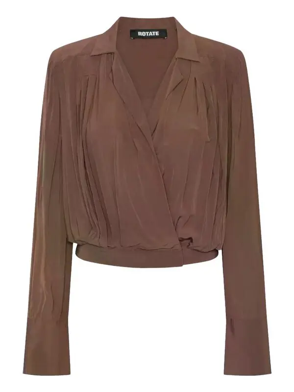 ROTATE BY BIRGER CHRISTENSEN Pleated Long-sleeve Blouse - Brown