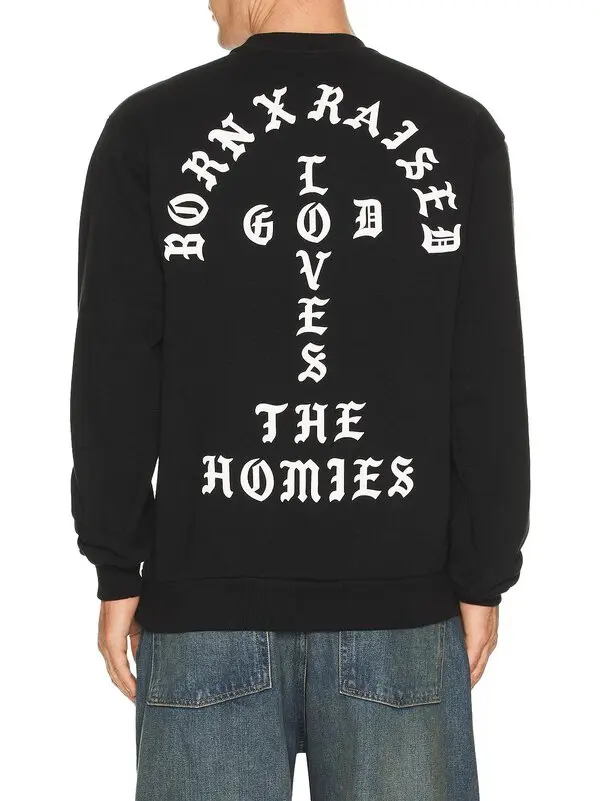 BORN X RAISED Unconditional Love Crew Neck Sweatshirt - Black